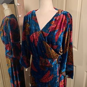 Anthropologie | Dresses | Farm Rio Velvet Wrap Dress Anthropologie ...